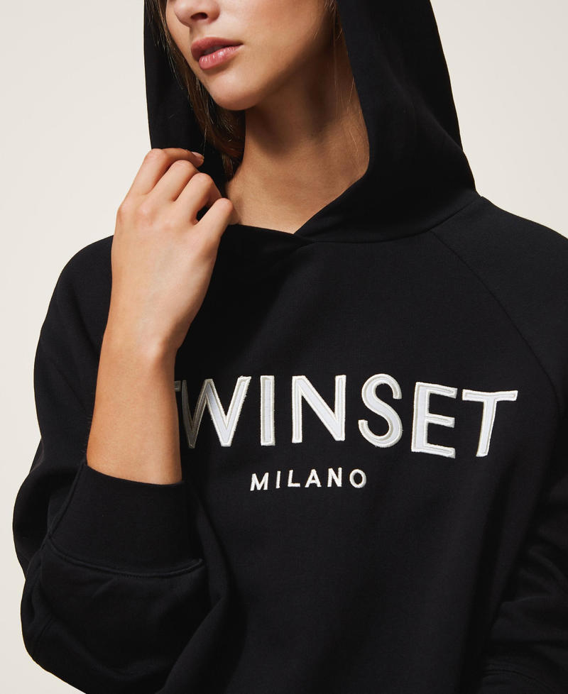 Sudadera con logotipo bordado Mujer, Negro | TWINSET Milano