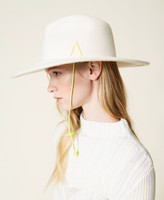 Hut „Onyx“ aus Tuch mit Logo Frau, Weiß | TWINSET Milano