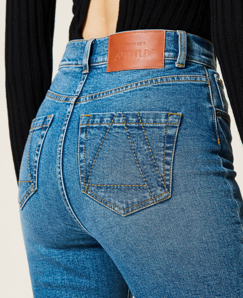 ‘Copper’ high waist jeans Woman, Blue | TWINSET Milano