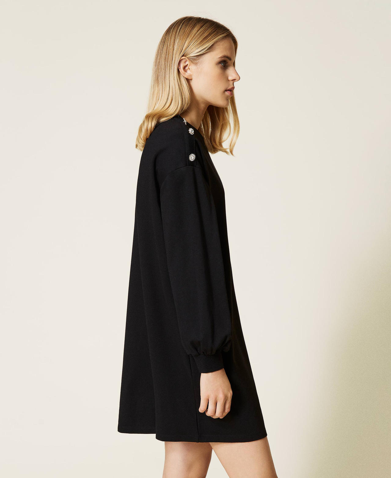 Vestido con botones joya Mujer, Negro | TWINSET Milano