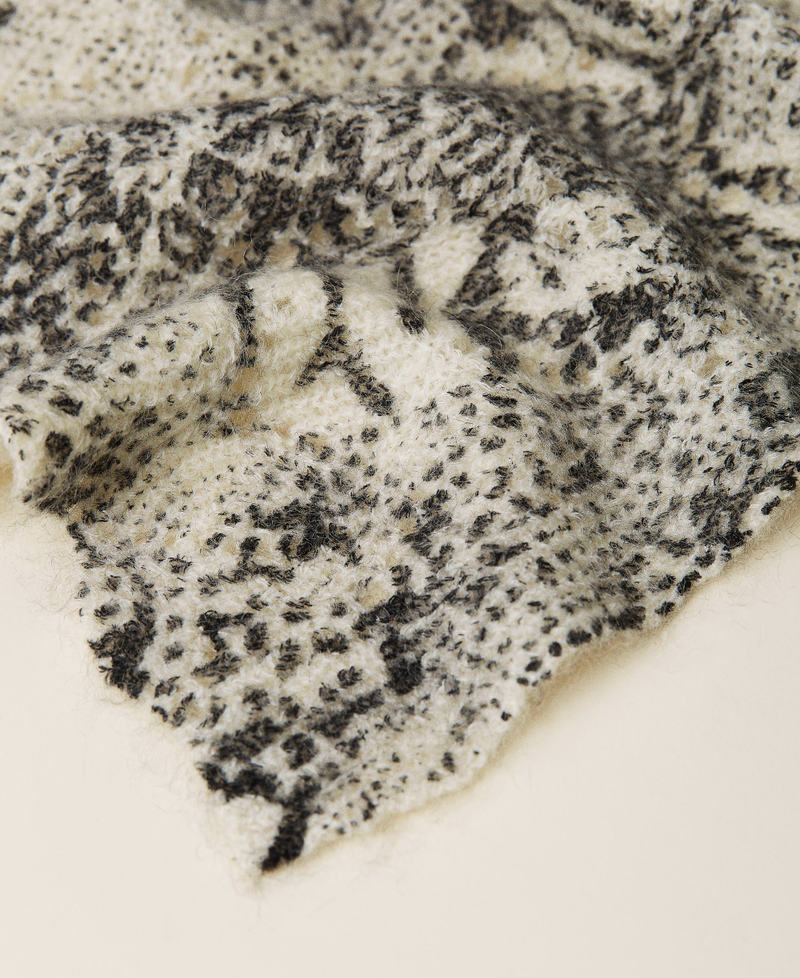 Openwork animal print knit scarf Woman, Black | TWINSET Milano