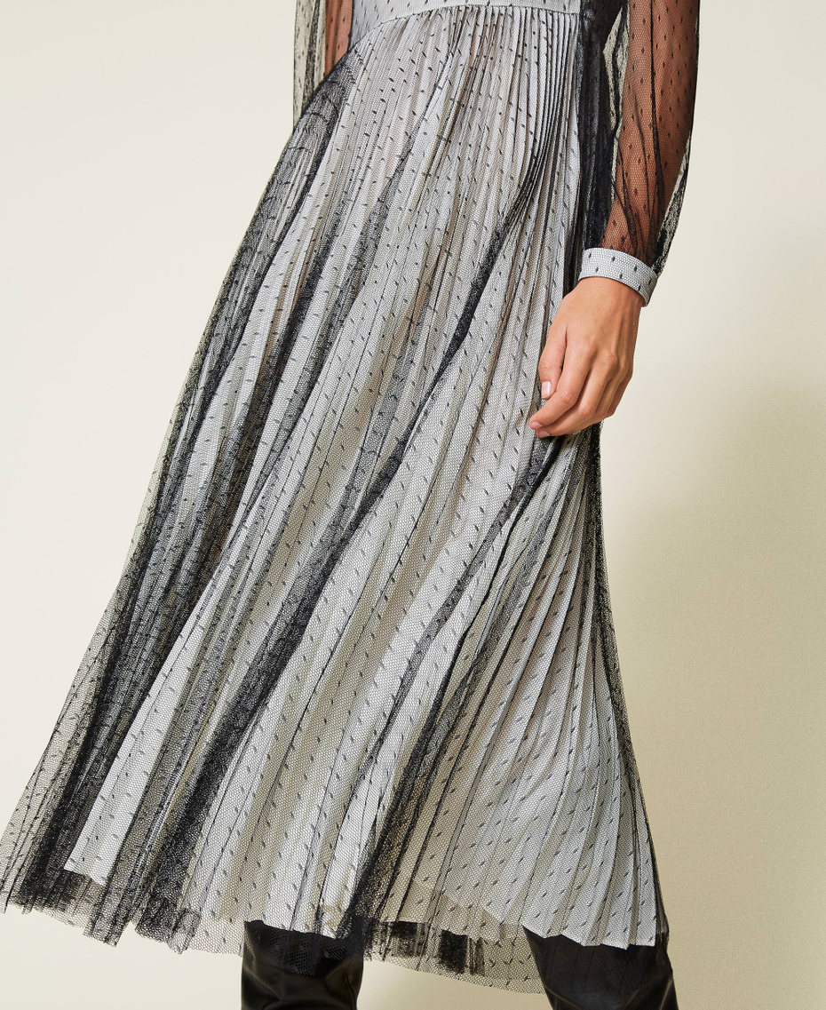 Vestido largo de tul plumetis Mujer, Negro | TWINSET Milano