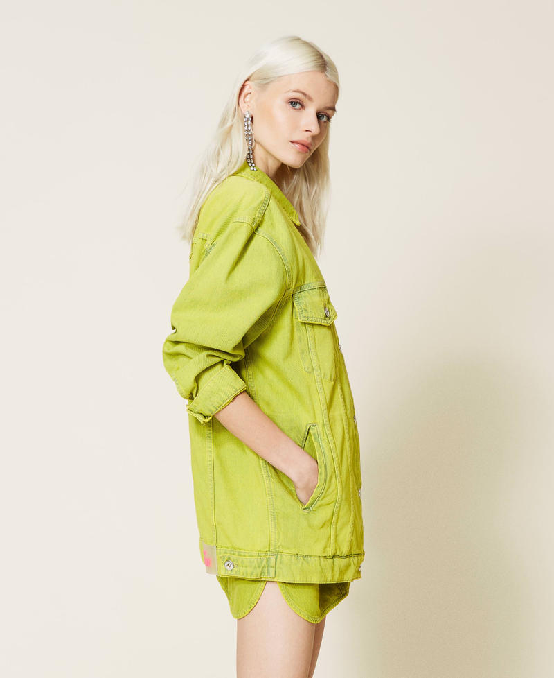 Overdyed denim jacket Woman, Yellow | TWINSET Milano