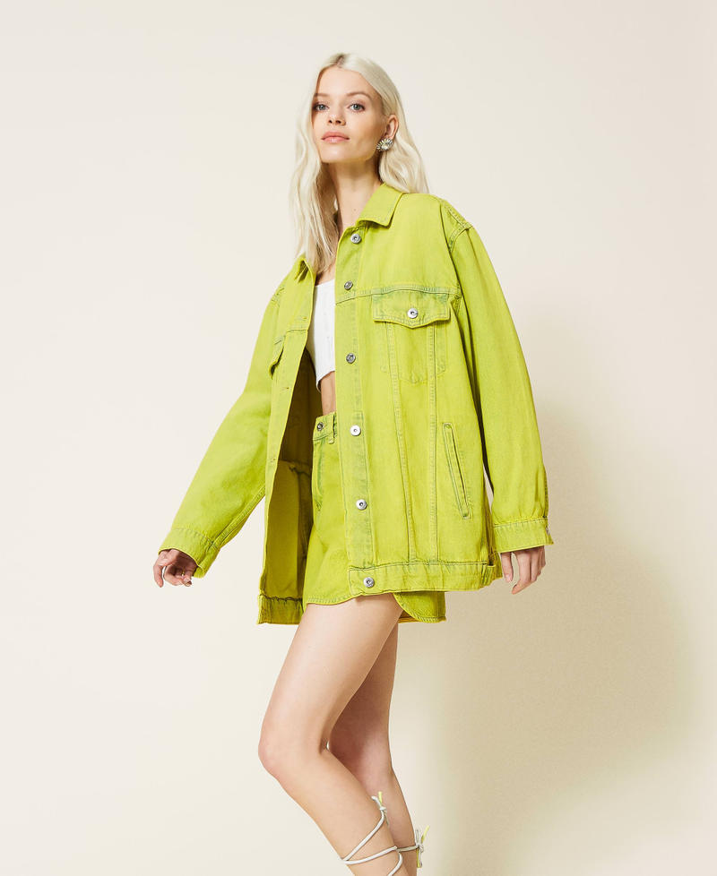Overdyed denim jacket Woman, Yellow | TWINSET Milano