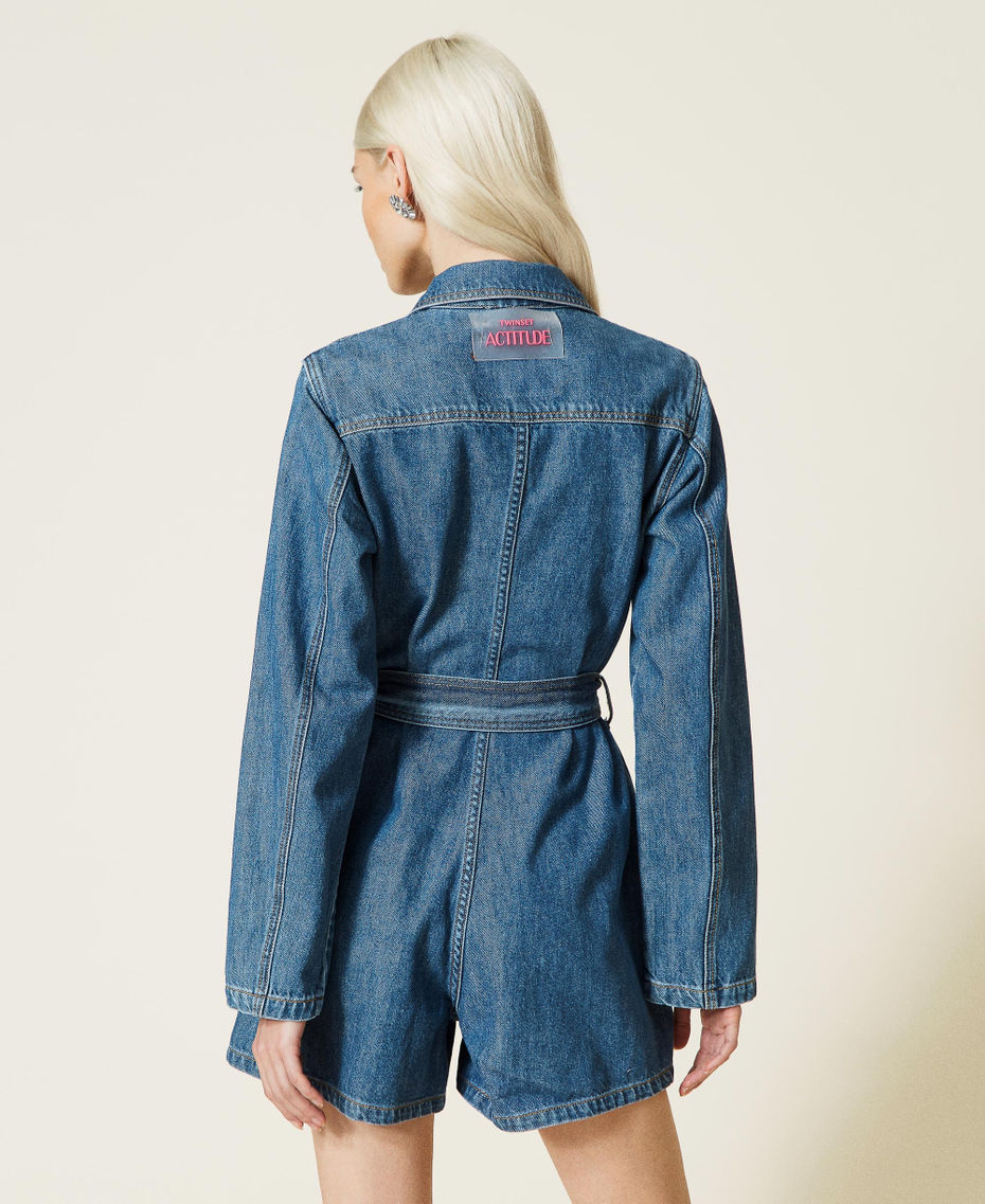 Tuta corta in jeans Donna, Blu | TWINSET Milano