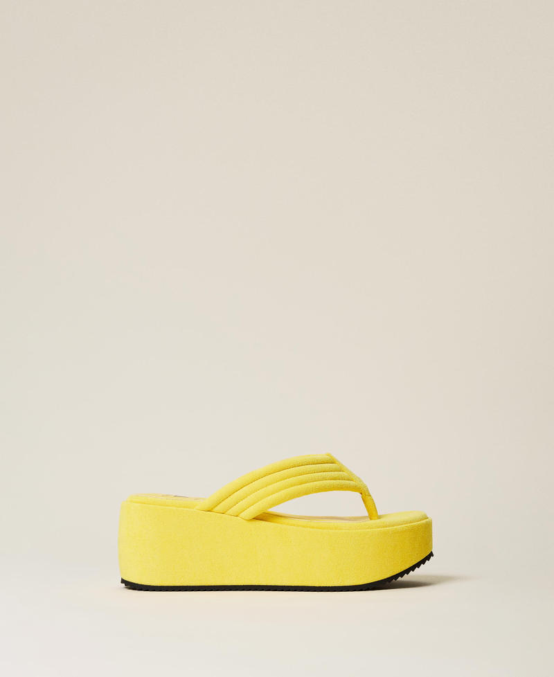 Chanclas con plataforma y pespuntes Mujer, Amarillo | TWINSET Milano