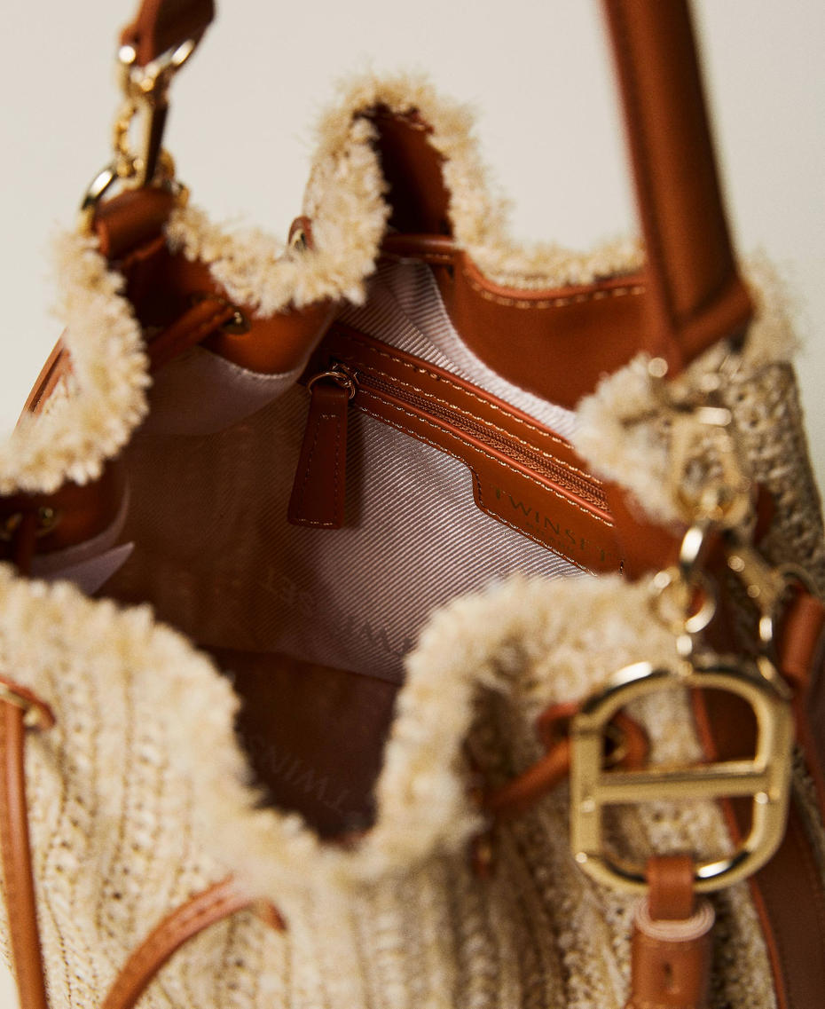 Sac seau effet raphia tressé Femme, Marron | TWINSET Milano