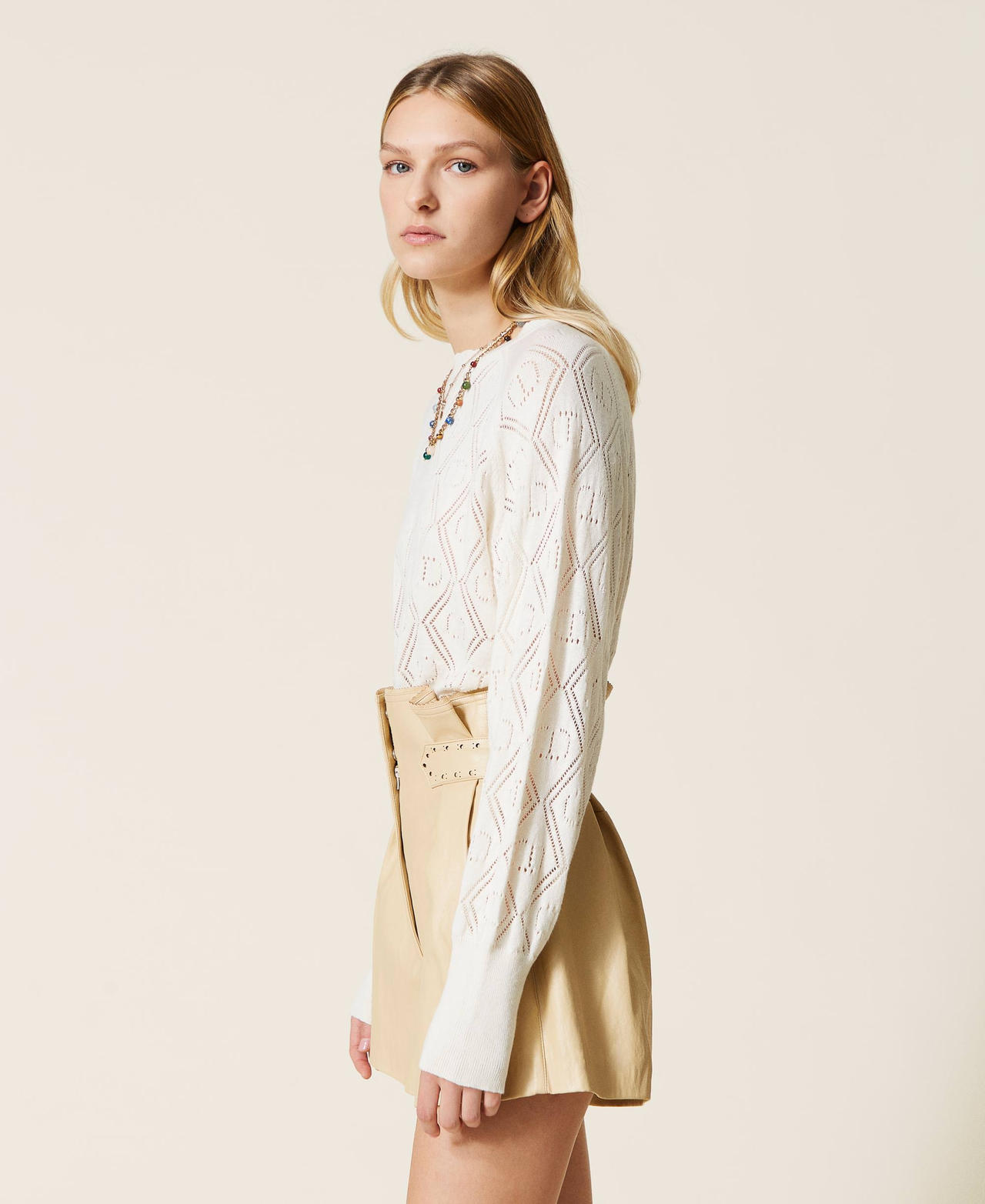 Jersey boxy con logotipo Mujer, Blanco | TWINSET Milano