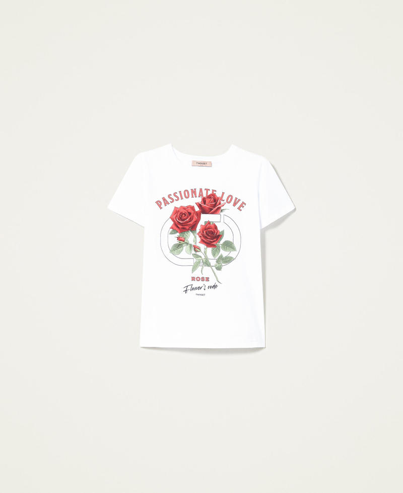 T-shirt with rose print and logo