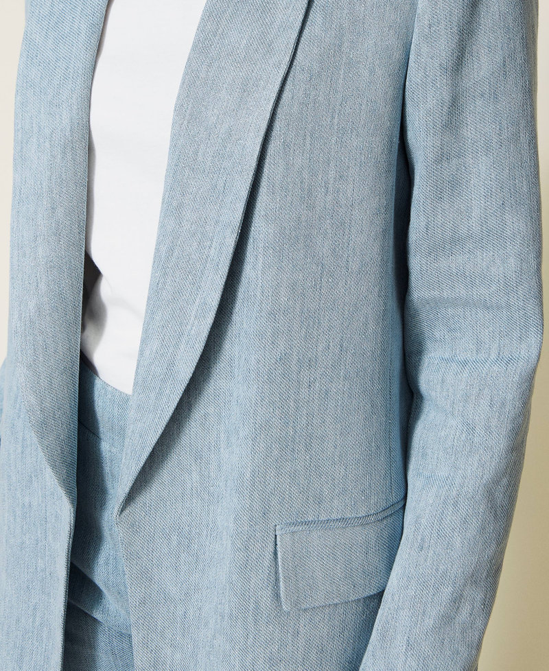 Linen blend blazer Woman, Light blue | TWINSET Milano