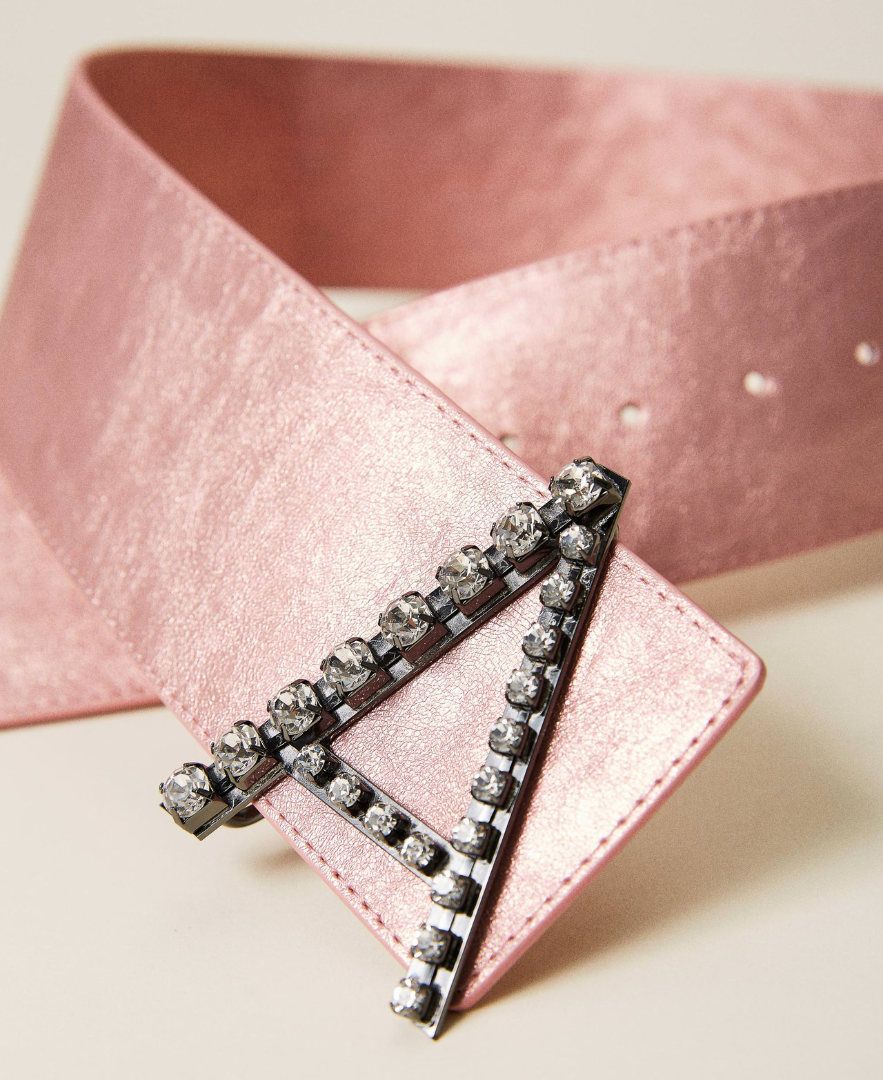 Laminated belt with rhinestone logo Woman, Pink | TWINSET Milano