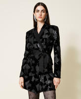 Velvet dress with sequin embroidery Kobieta, Czarny | TWINSET Milano
