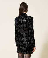 Velvet dress with sequin embroidery Kobieta, Czarny | TWINSET Milano
