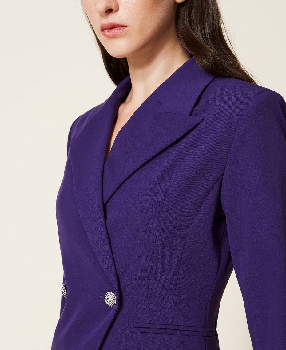 Giacca blazer doppiopetto in flanella Donna, Viola | TWINSET Milano