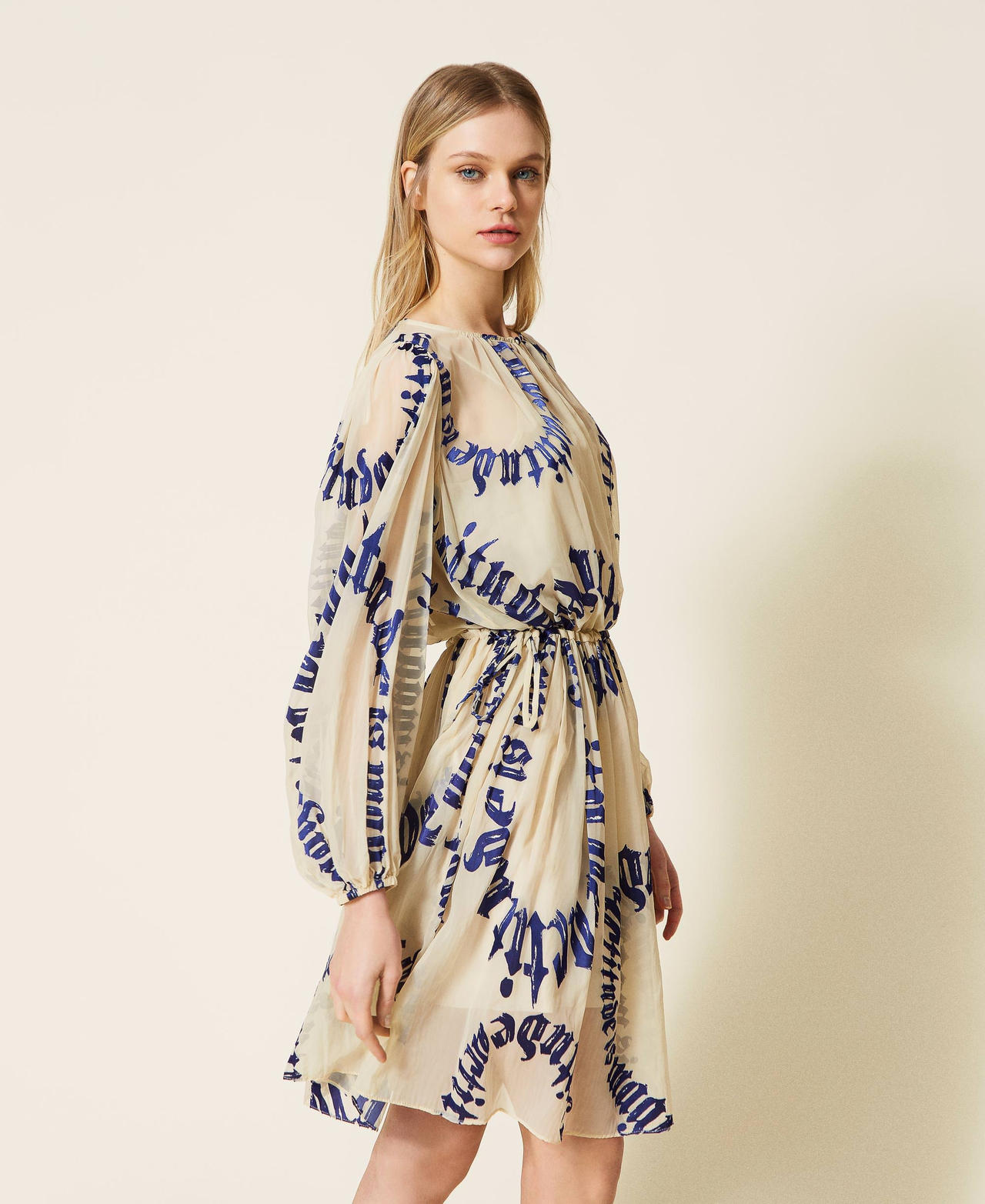 Abito corto con stampa dévoré Donna, Beige | TWINSET Milano