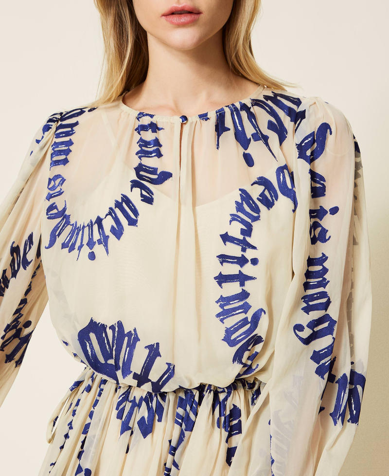 Abito corto con stampa dévoré Donna, Beige | TWINSET Milano