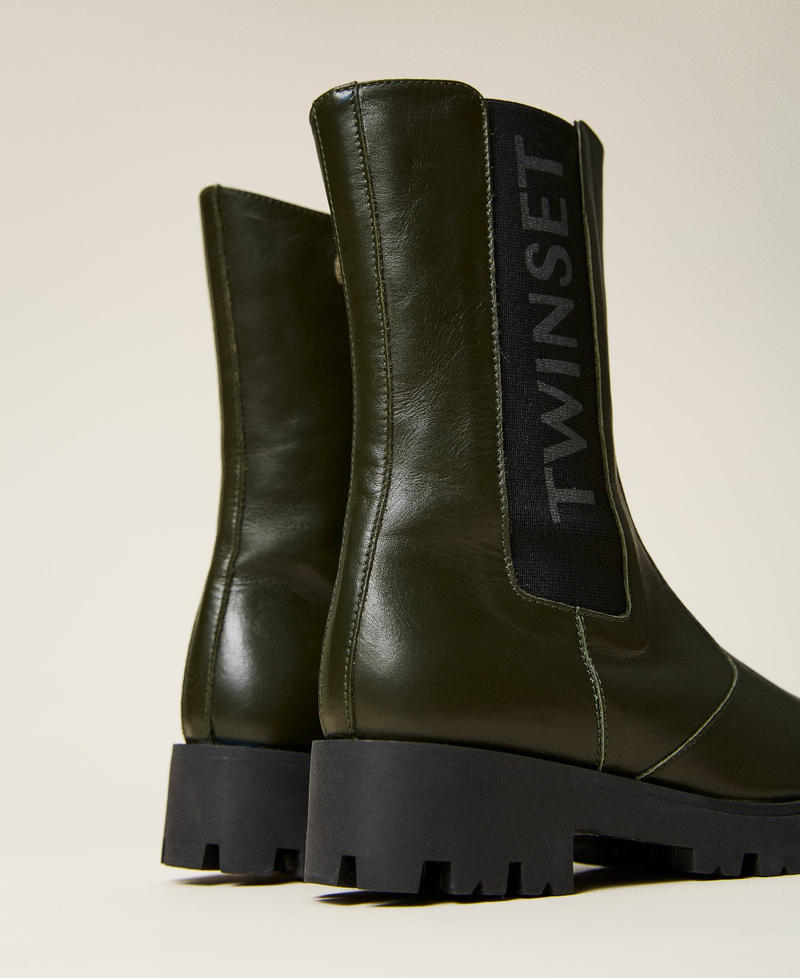 Chelsea boots with logo Girl, Green | TWINSET Milano