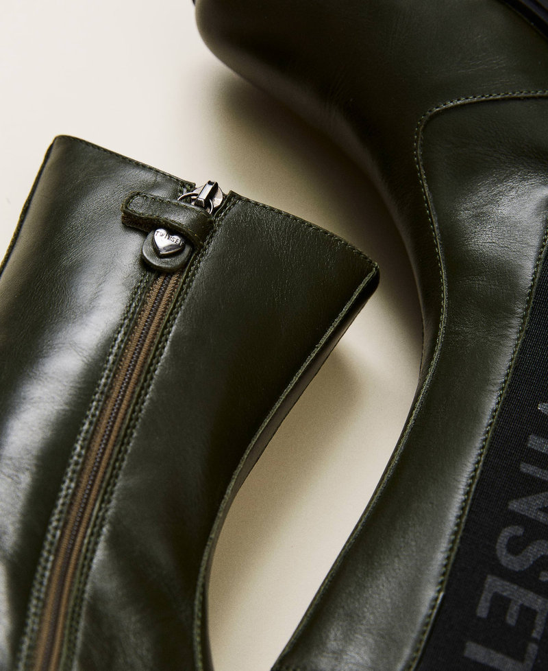 Chelsea boots with logo Girl, Green | TWINSET Milano