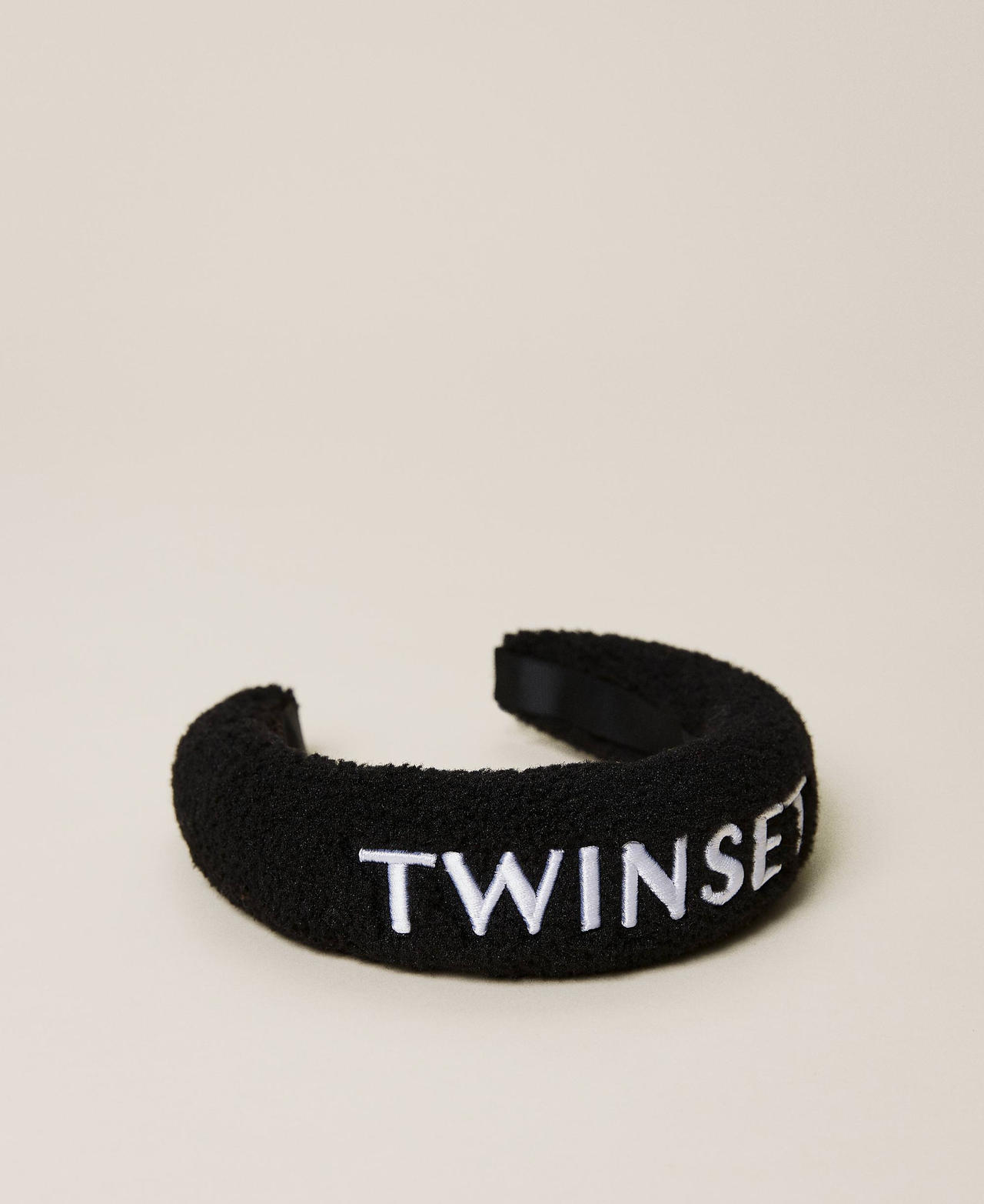 Cerchietto in faux fur con logo Bambina, Nero | TWINSET Milano