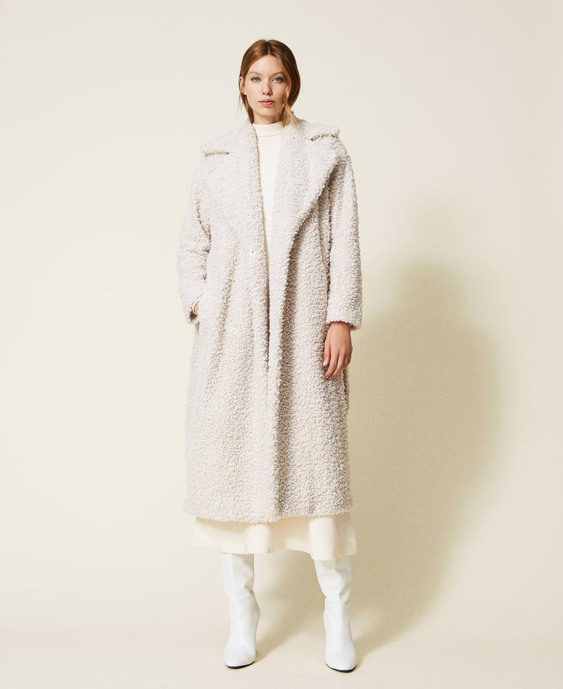 Abrigo largo de pelo sintético Mujer, Blanco | TWINSET Milano