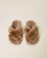 Chanclas cruzadas de pelo sintético Mujer, Beige | TWINSET Milano