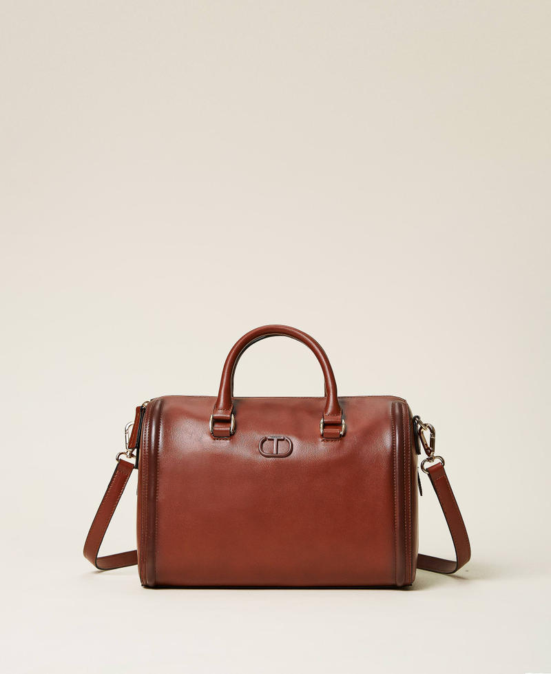 Bowler bag with fadeout and logo Woman, Orange | TWINSET Milano
