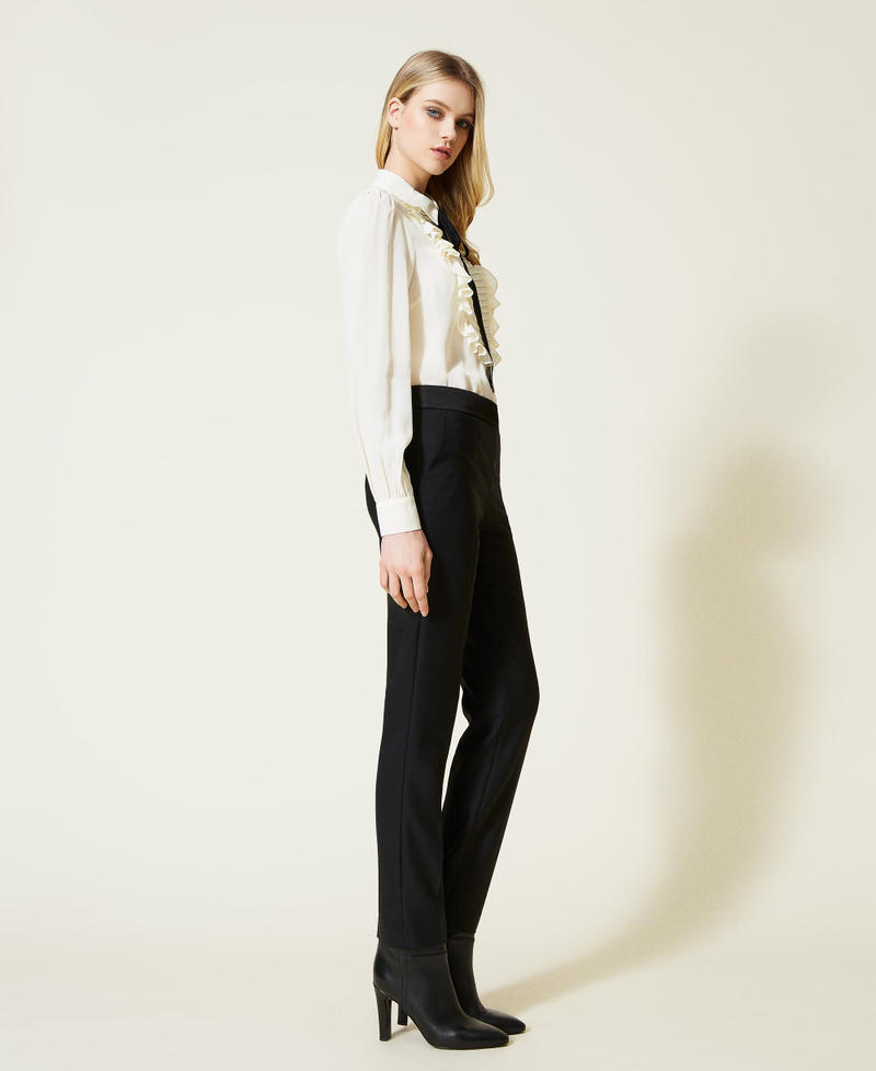 Wool blend cigarette trousers Woman Black TWINSET Milano