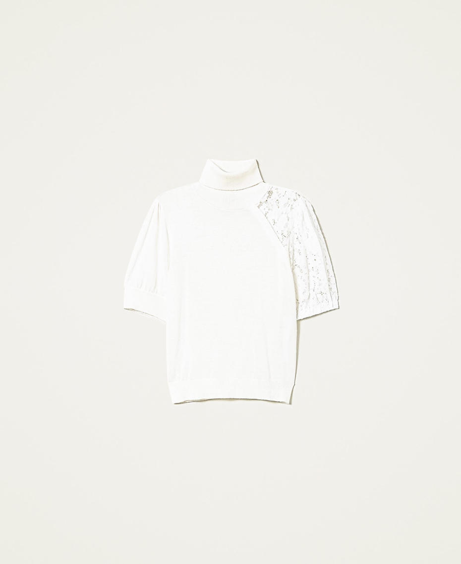 Maglia In Misto Lana Con Pizzo