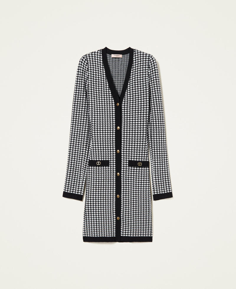 Abito-cardigan jacquard pied de poule Donna, Grigio | TWINSET Milano