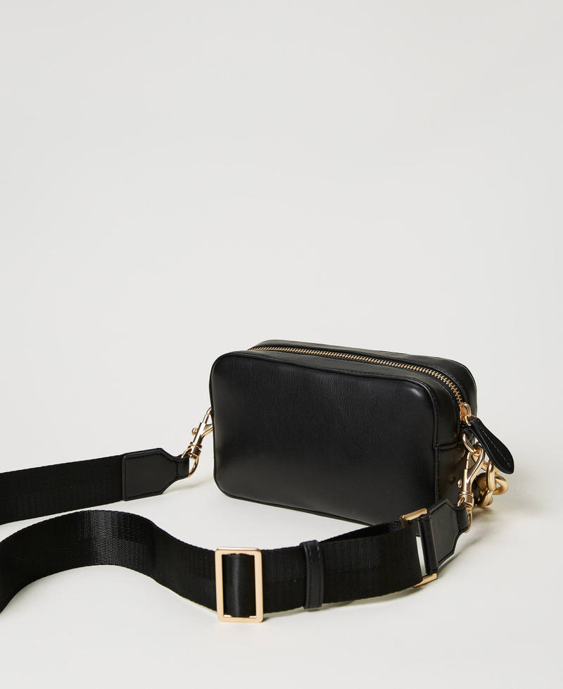 Bolso bandolera con logotipo bordado Mujer, Negro | TWINSET Milano