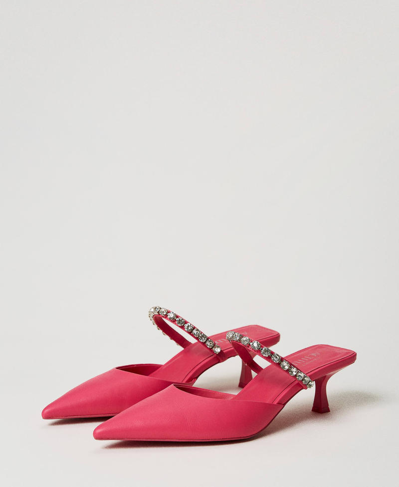Mules with full rhinestone strap Woman, Fuchsia | TWINSET Milano