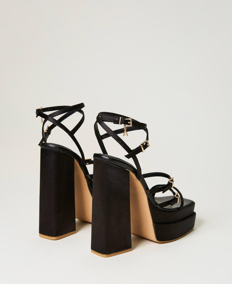 Sandales en satin avec plateau Femme, Noir | TWINSET Milano