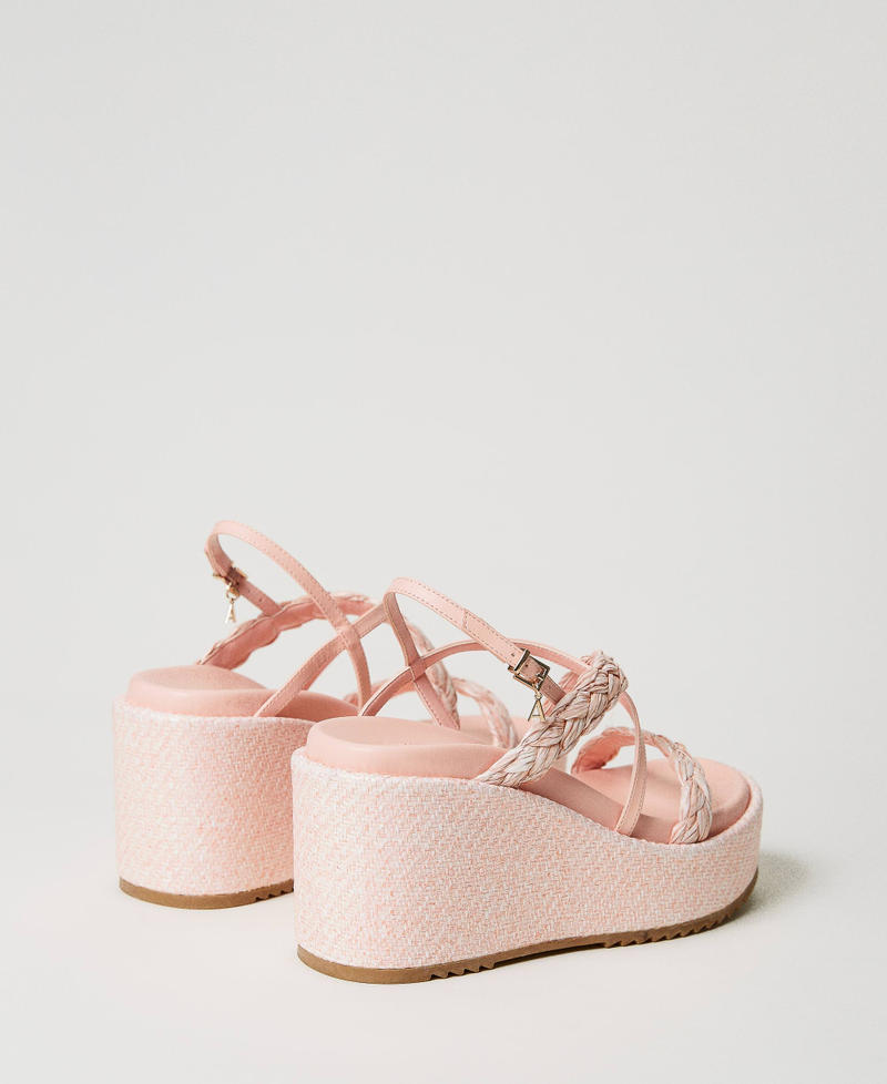 Sandales compensées en raphia Femme, Rose | TWINSET Milano