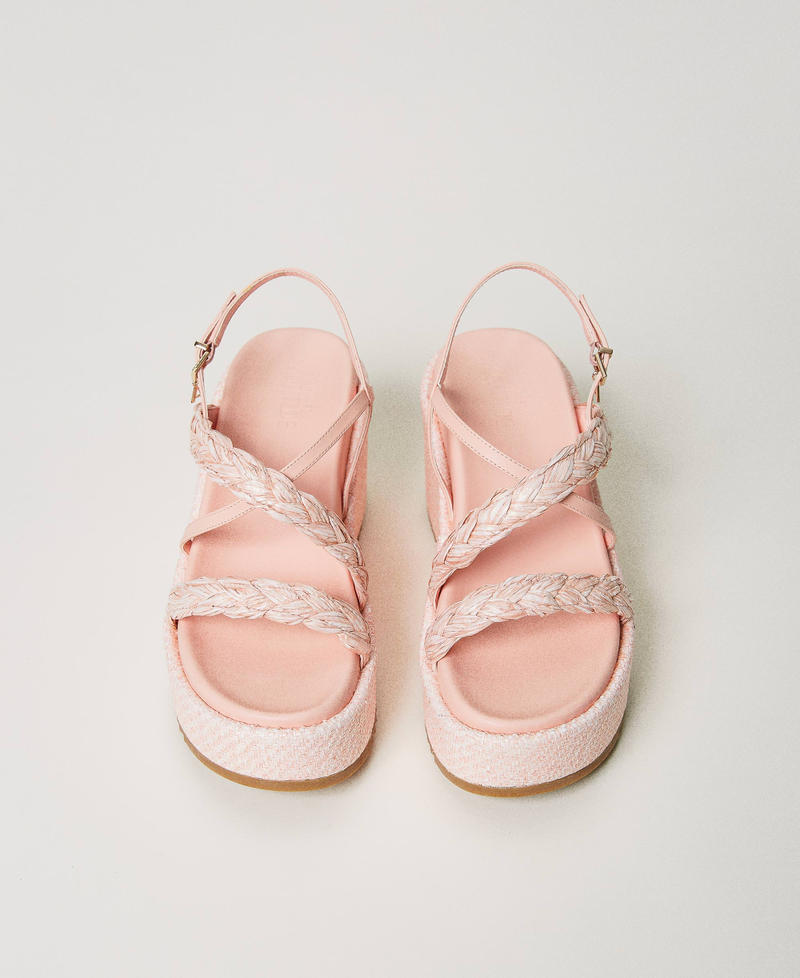 Sandales compensées en raphia Femme, Rose | TWINSET Milano