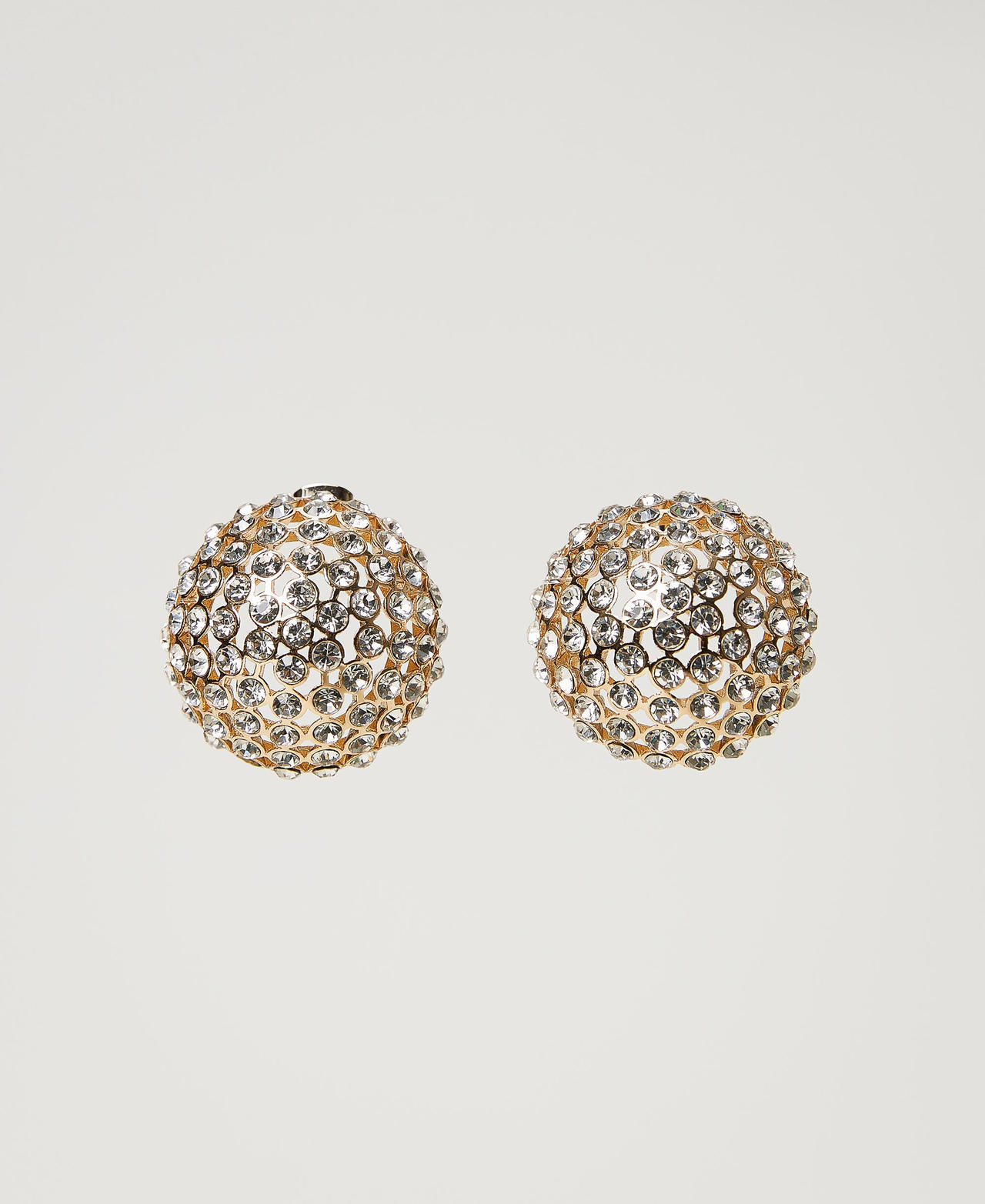 Pendientes de botón con strass Mujer, Plata | TWINSET Milano