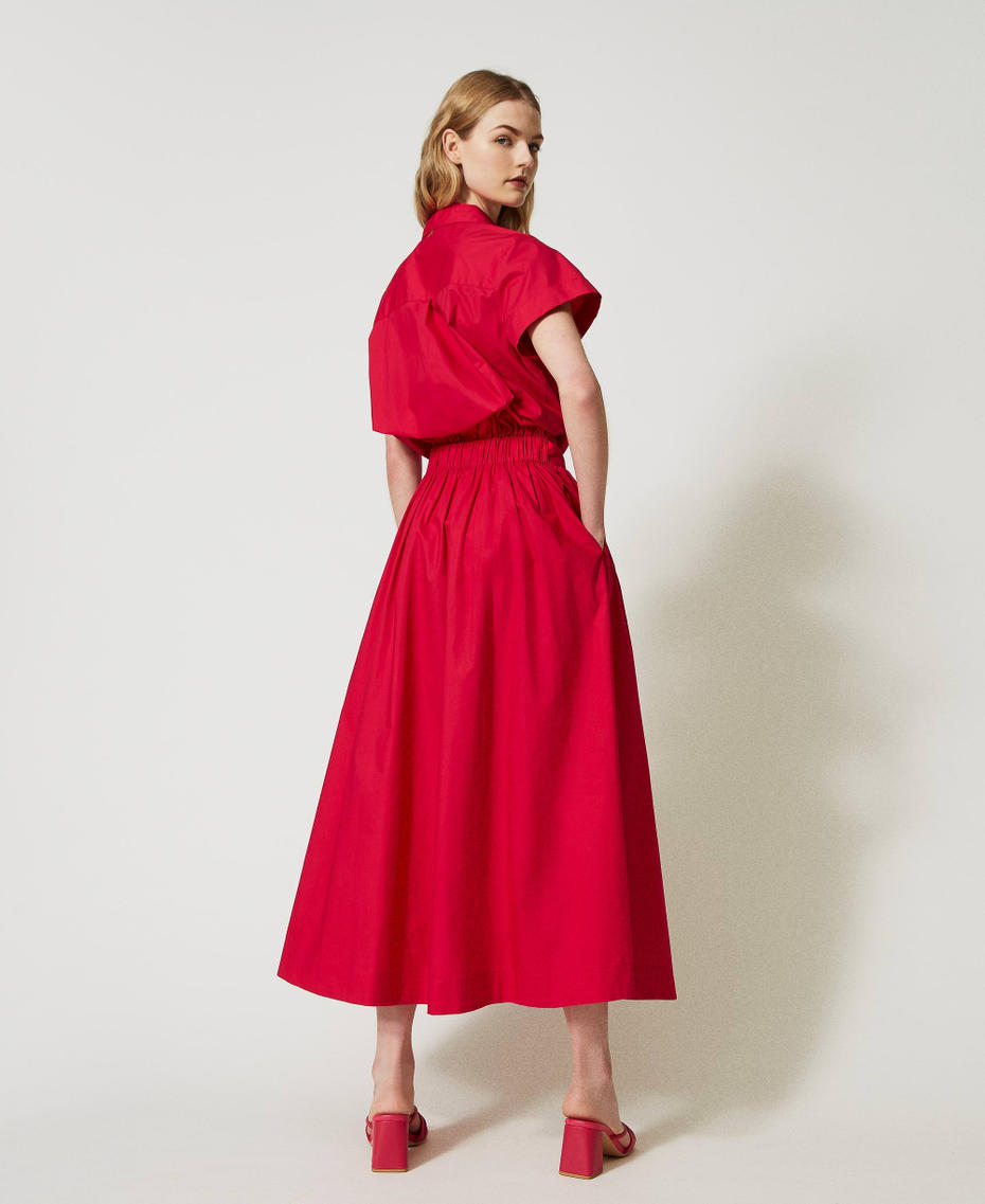 Robe longue en popeline Femme, Fuchsia | TWINSET Milano