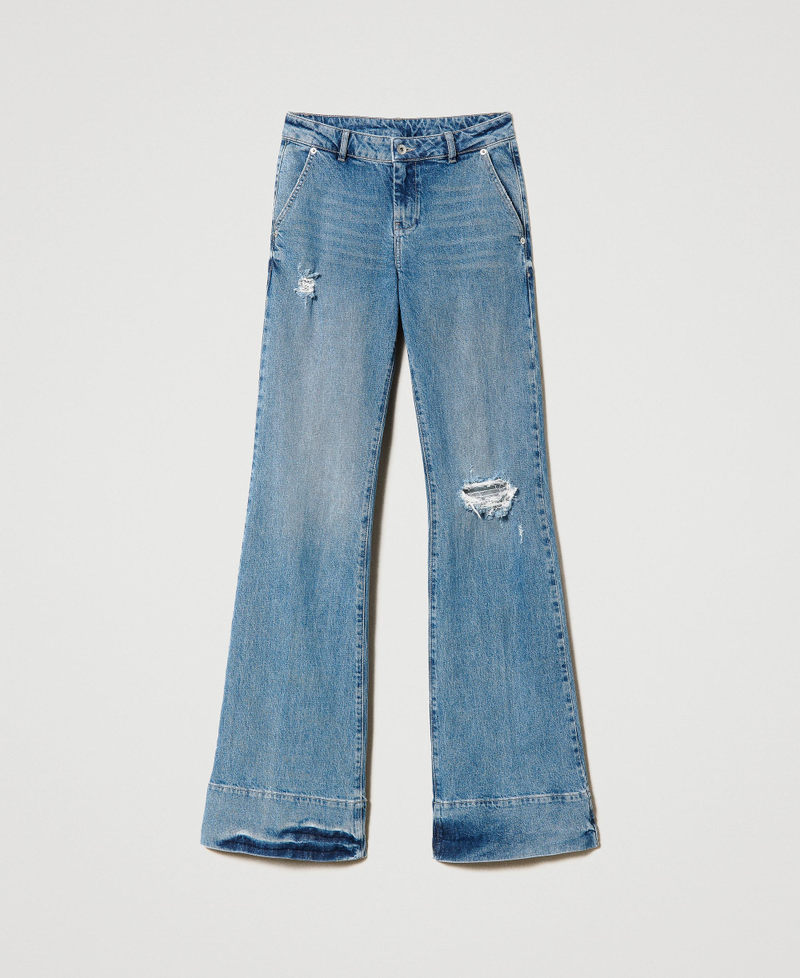 Flared jeans with rips Woman, Blue | TWINSET Milano