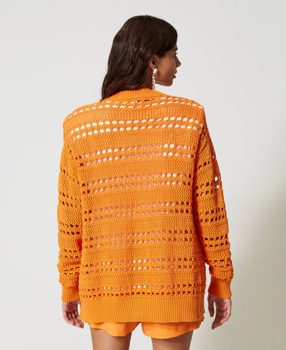 Cárdigan de punto calado Mujer, Naranja | TWINSET Milano
