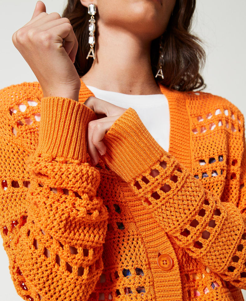 Cárdigan de punto calado Mujer, Naranja | TWINSET Milano