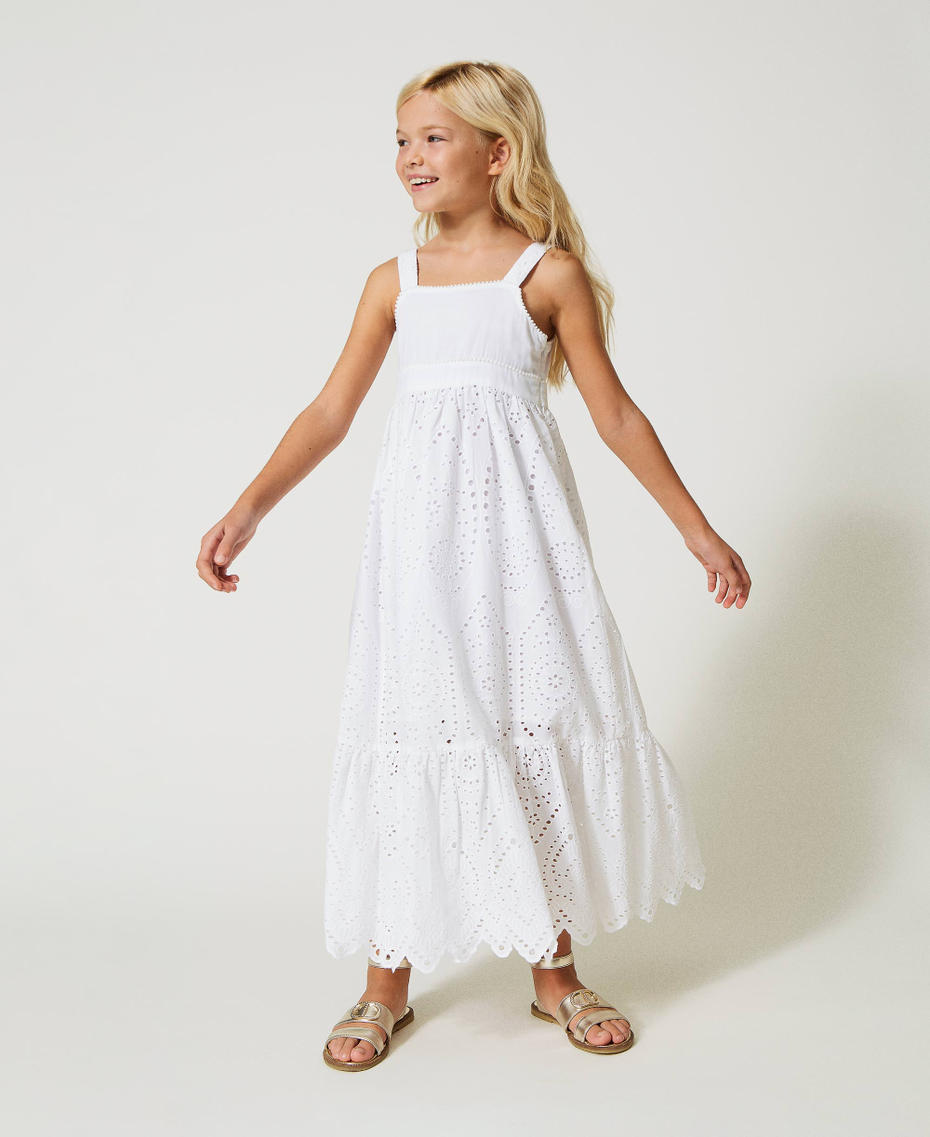Robe longue en mousseline avec broderie anglaise Enfant, Blanc ...