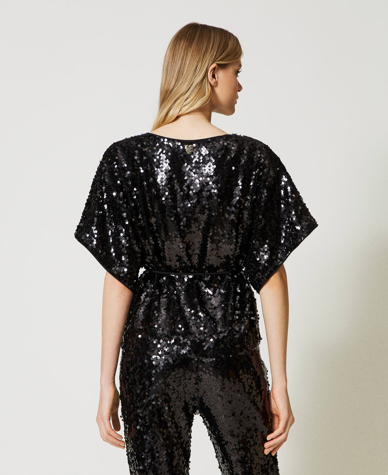 Full sequin blouse Woman, Black | TWINSET Milano