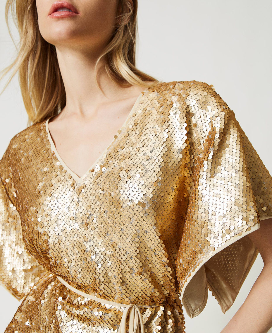 Full sequin blouse Woman, Gold | TWINSET Milano