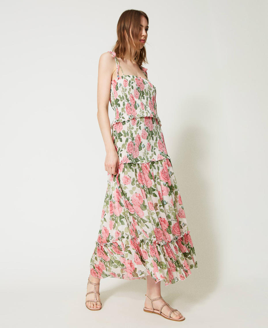 Vestido-falda con estampado de rosas Mujer, Estampado | TWINSET Milano