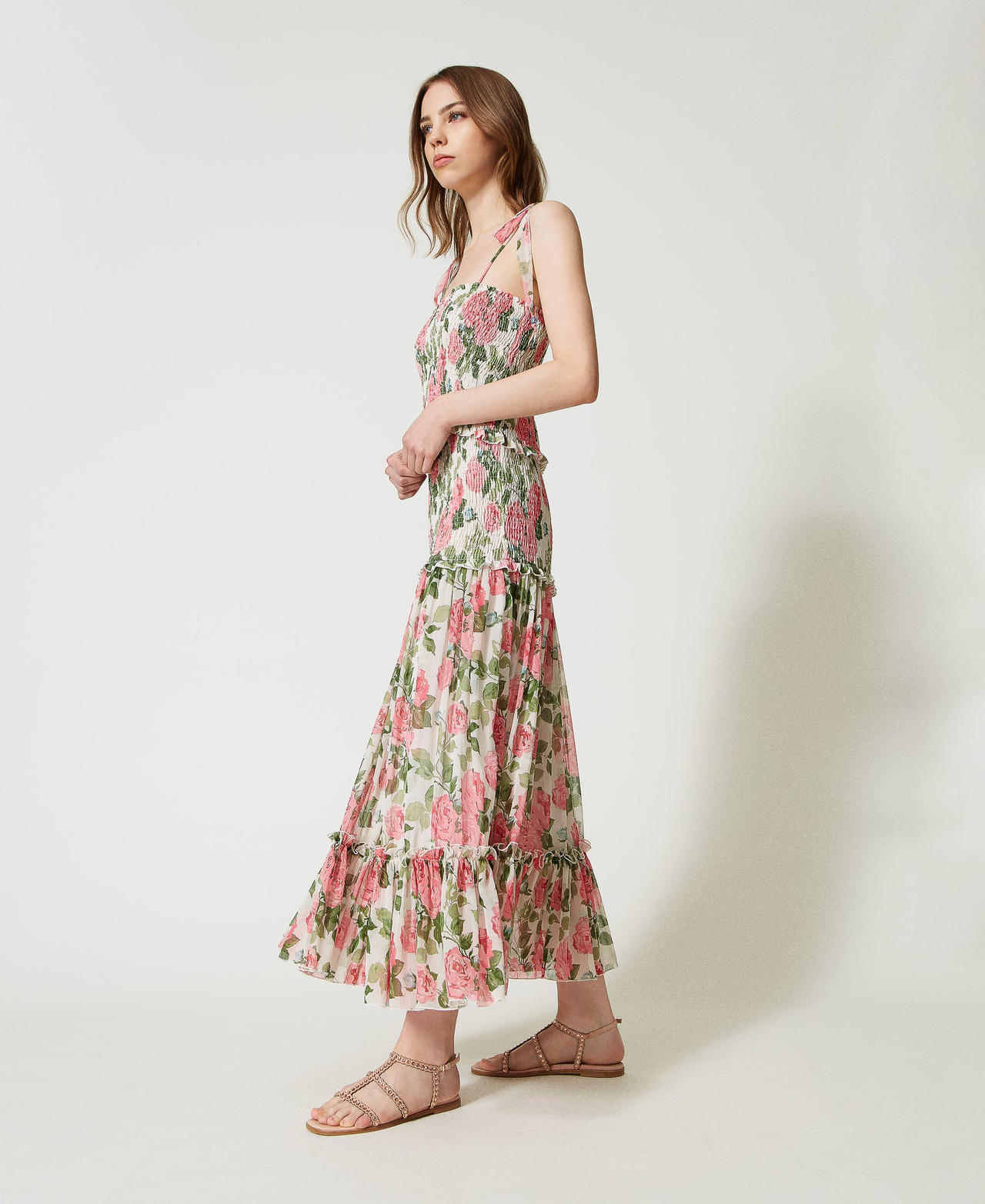 Vestido-falda con estampado de rosas Mujer, Estampado | TWINSET Milano