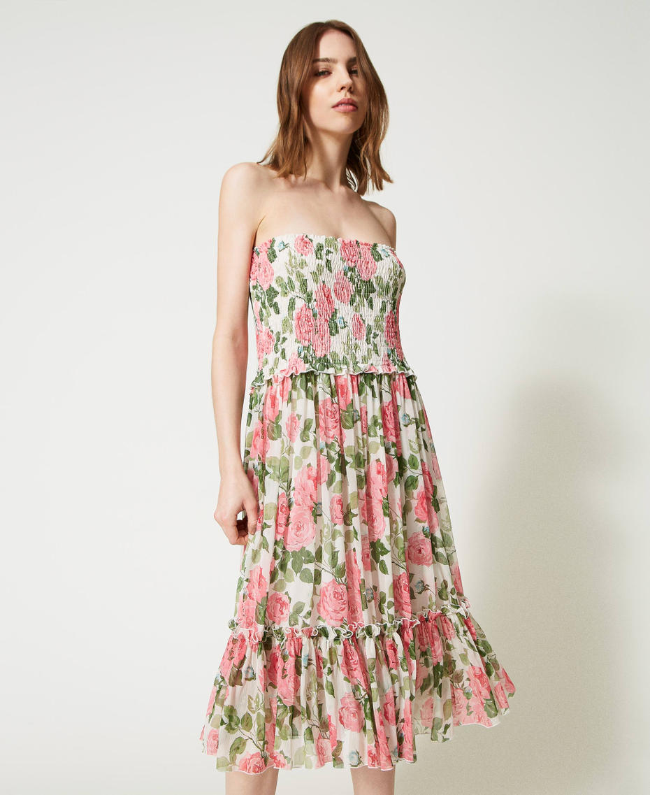 Vestido-falda con estampado de rosas Mujer, Estampado | TWINSET Milano
