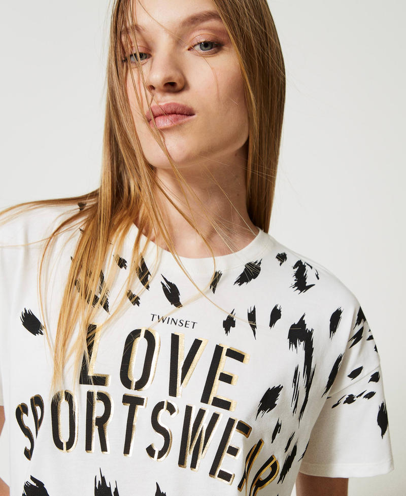 Camiseta con animal print Mujer, Blanco | TWINSET Milano