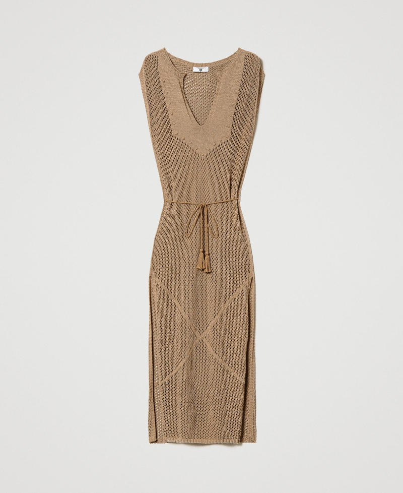 Robe sans coutures en filet Femme, Blanc | TWINSET Milano