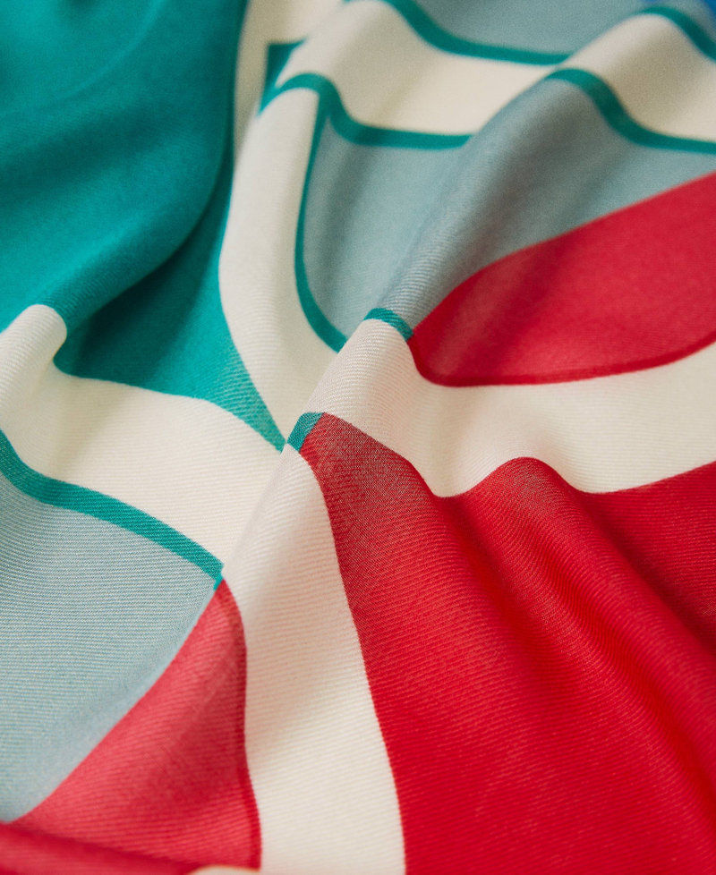 Pañuelo multicolor con logotipo Oval T Mujer, Estampado | TWINSET Milano