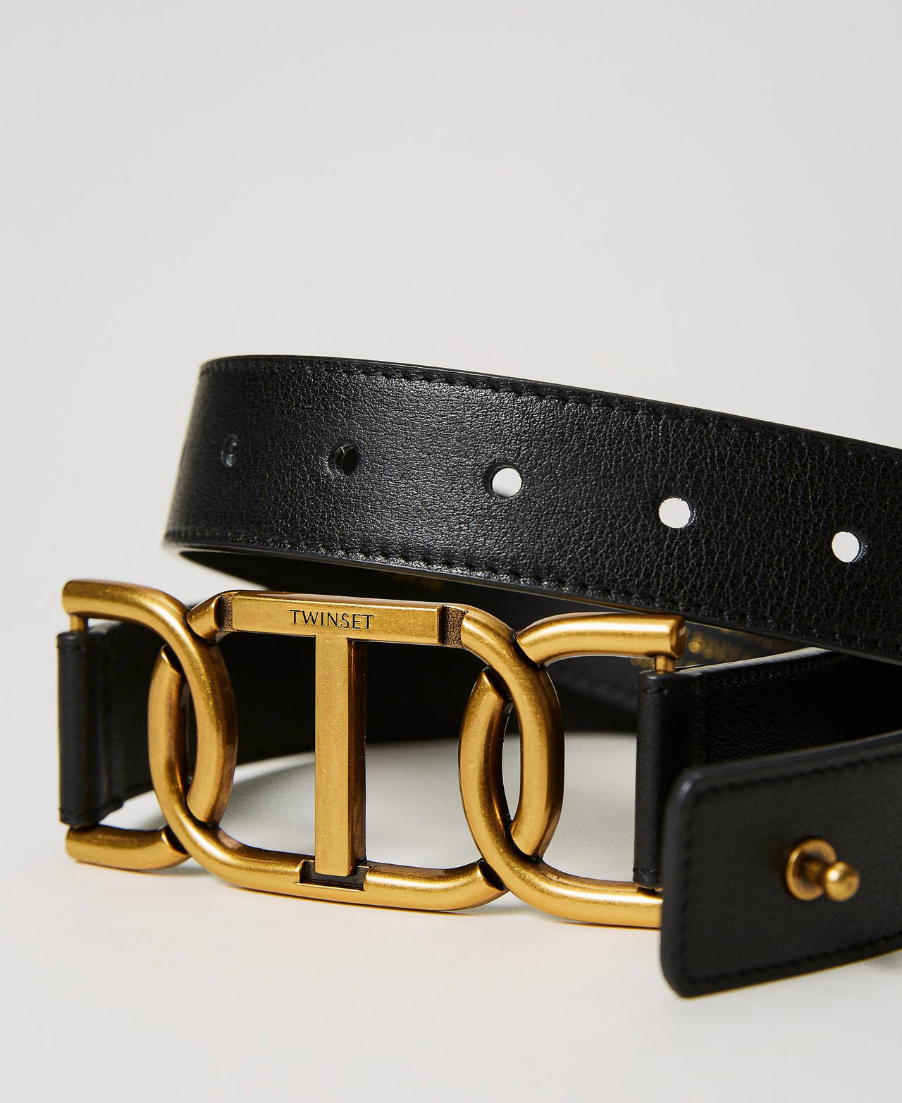 Cinturón con cadena Oval T Mujer, Negro | TWINSET Milano
