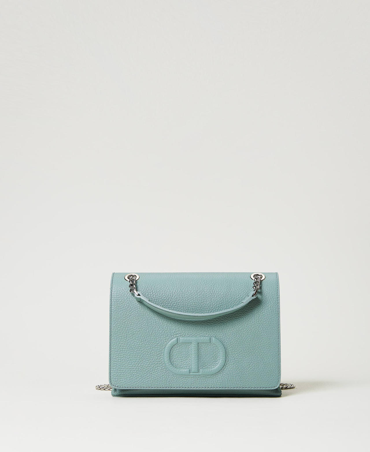 Leather shoulder bag Woman, Green | TWINSET Milano